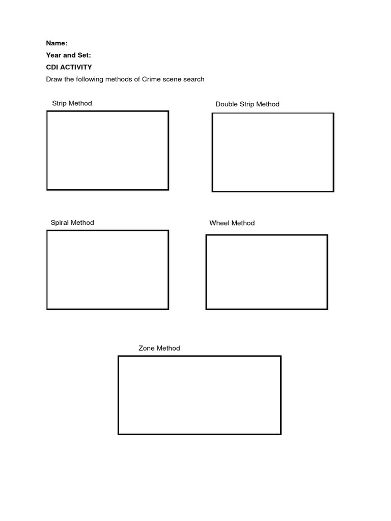 Draw The Following Methods of Crime Scene Search: Name: Year and Set ...