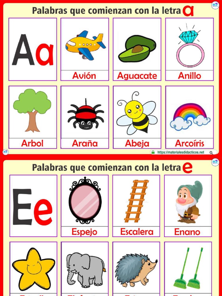 Palabras Que Comienzan Con La Letra A, E, I, O, U | PDF