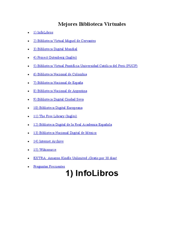 1) Infolibros: Mejores Biblioteca Virtuales | PDF | Libreria digital | Internet