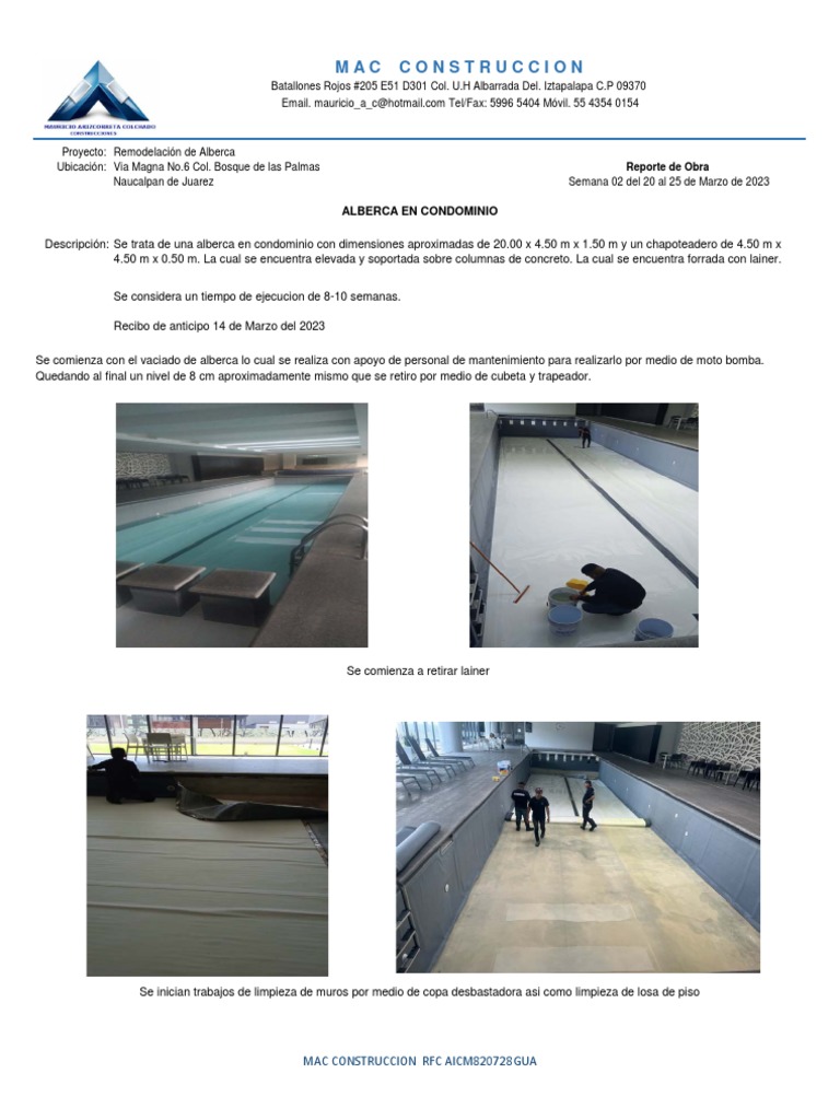 Reporte de Obra - 01 - 27032023 | PDF