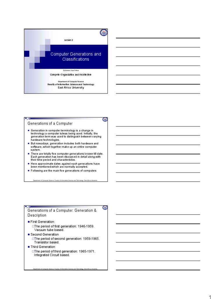 Lecture 2 - Computer Generations and Classifications | PDF | Integrated ...