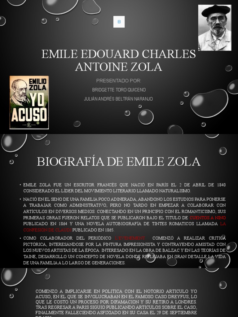 Emile Edouard Charles Antoine Zola: Presentado Por: Bridgette Toro ...