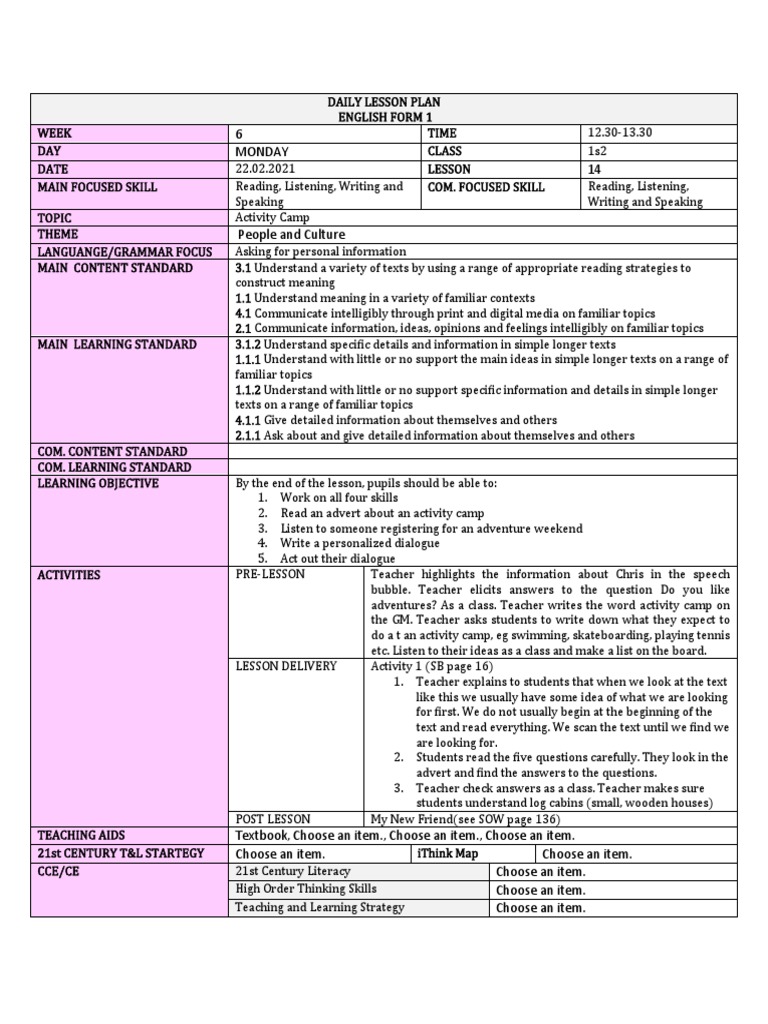 Week 6 Less 6 | PDF | Lesson Plan | Teachers