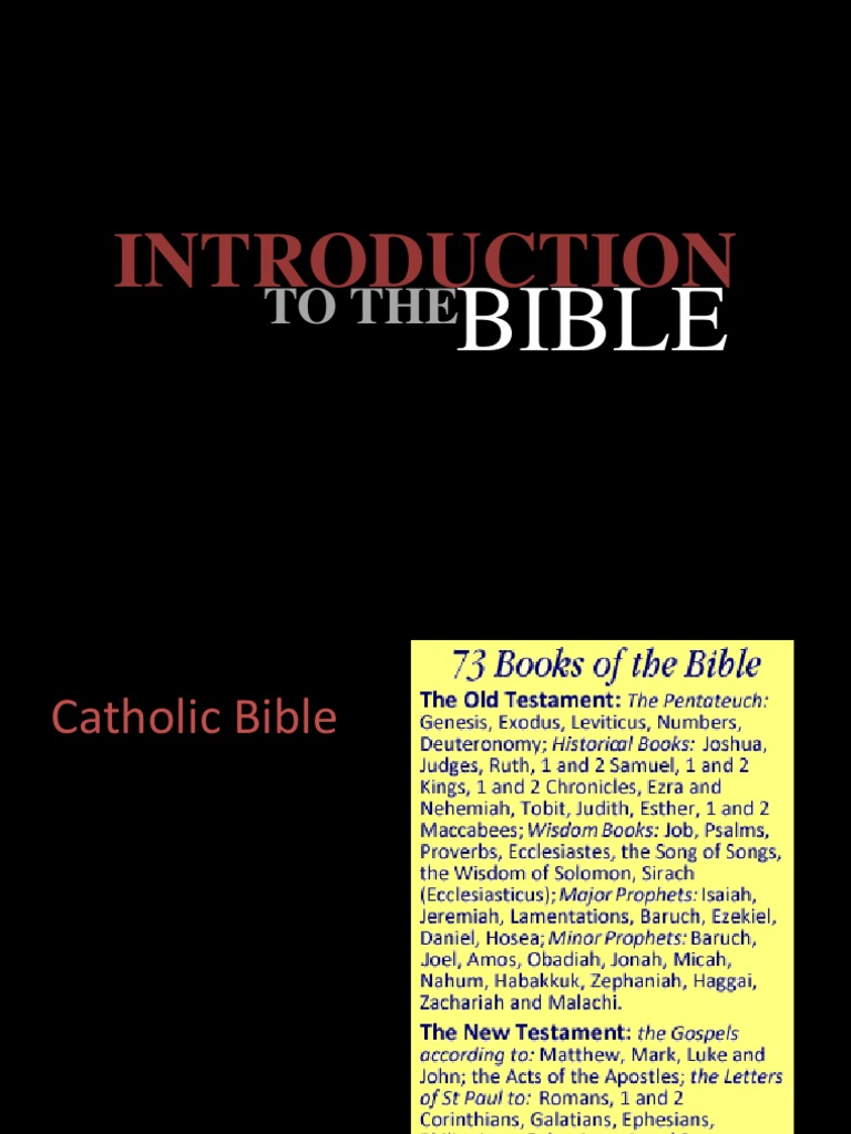 Introduction To The Bible | PDF | Torah | Bible