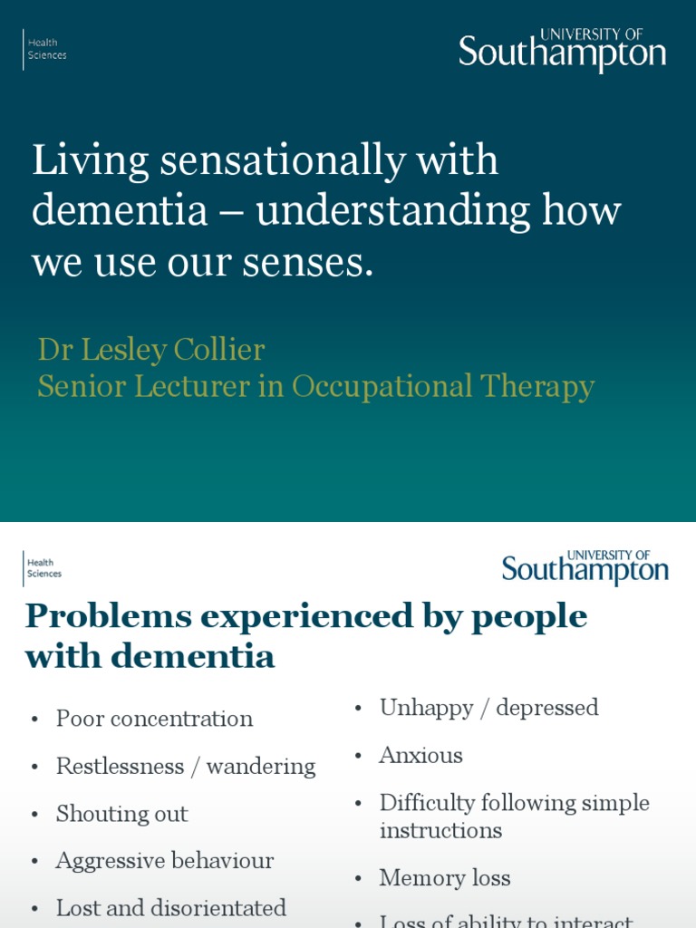 Sensory Processing in Dementia Alzheimers Show 2014 | PDF