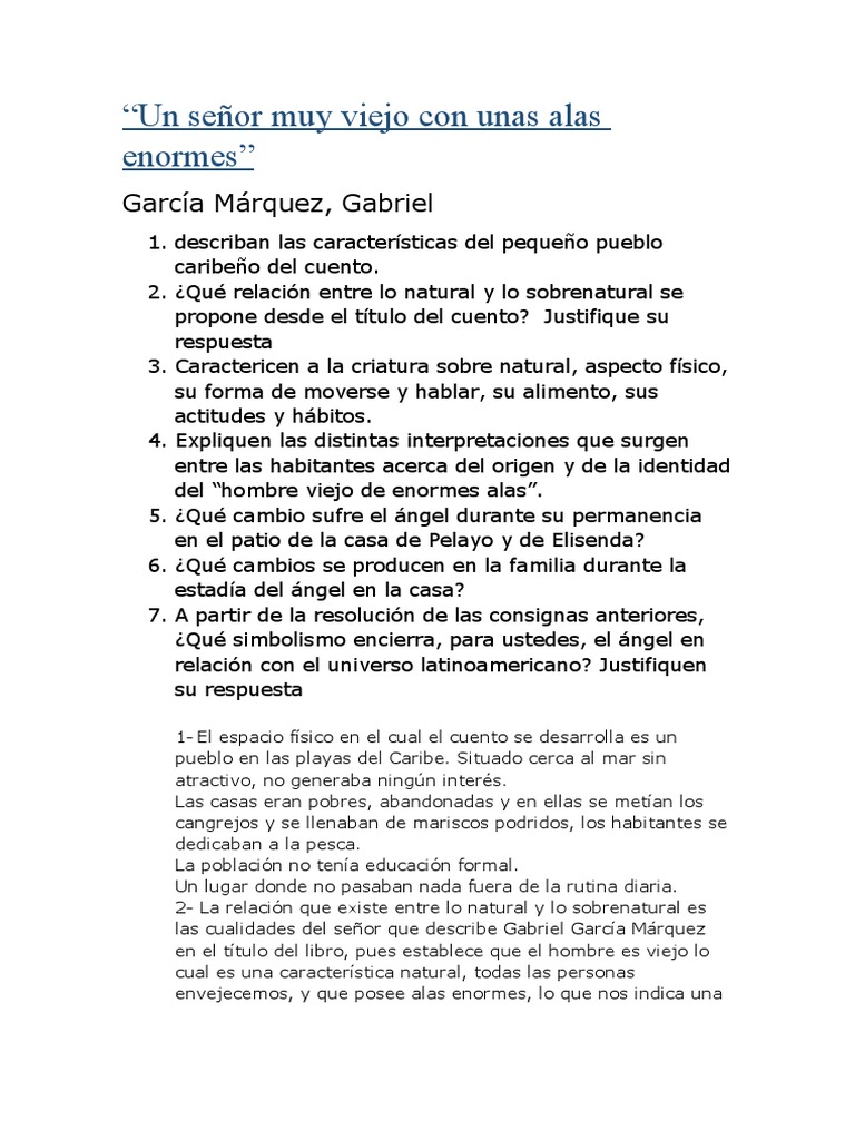 Un Señor Muy Viejo Con Unas Alas Enormes | PDF