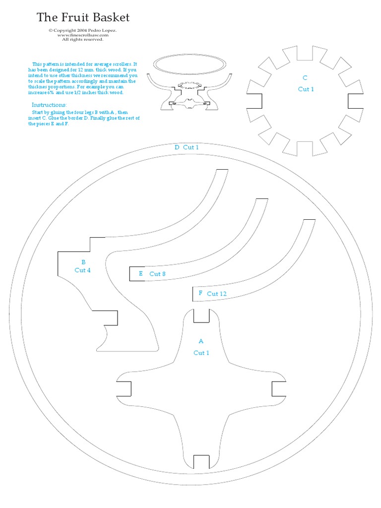 www.finescrollsaw.com - Fruit basket pattern to print in A3 size | PDF