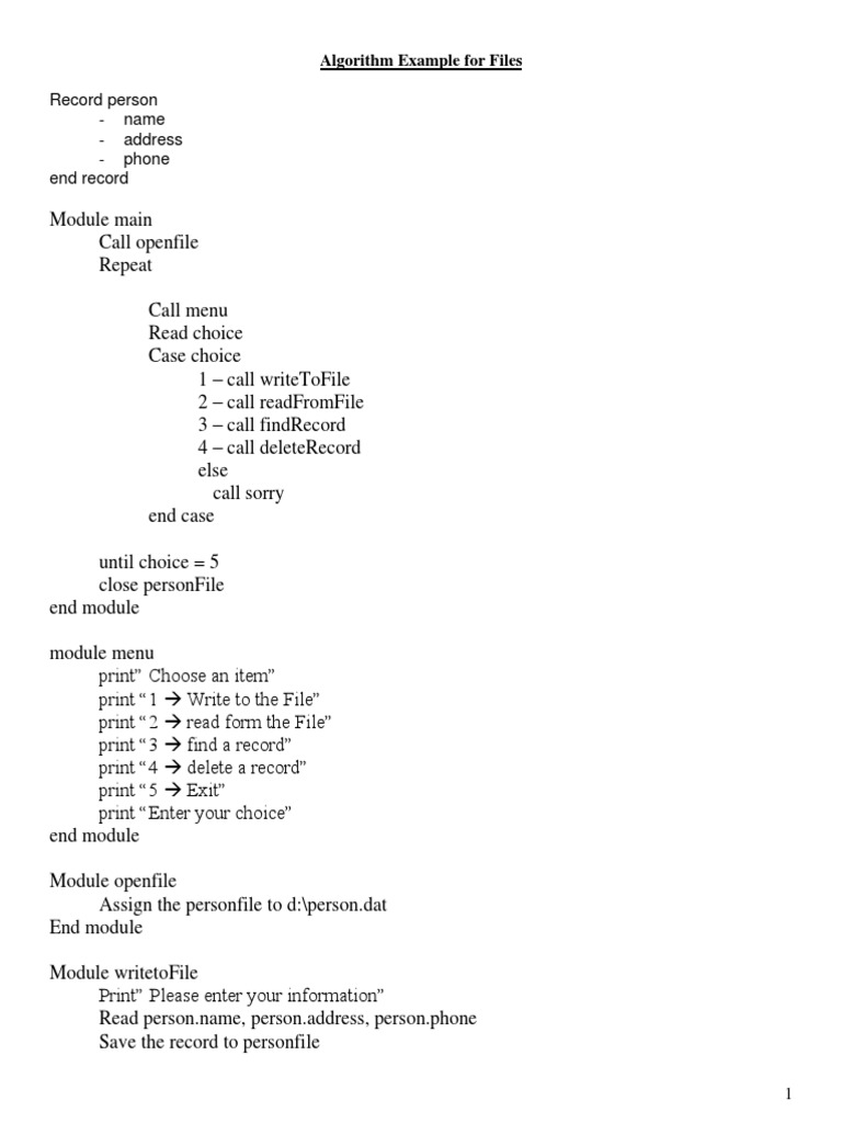 Algorithm For Files (Guide For SBA) | PDF