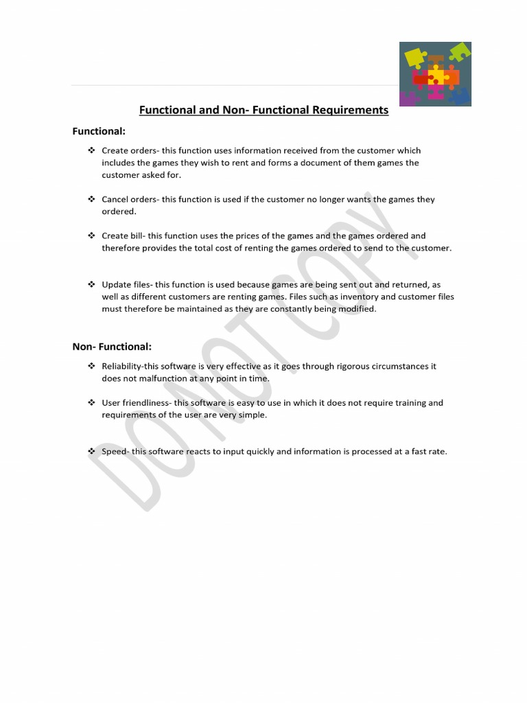 Examples of Functional and Non Functional Requirements - Unit 1 SBA | PDF