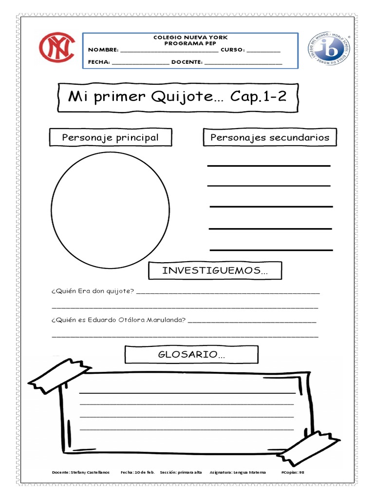 Mi Primer Quijote: Actividades y Resumen | PDF