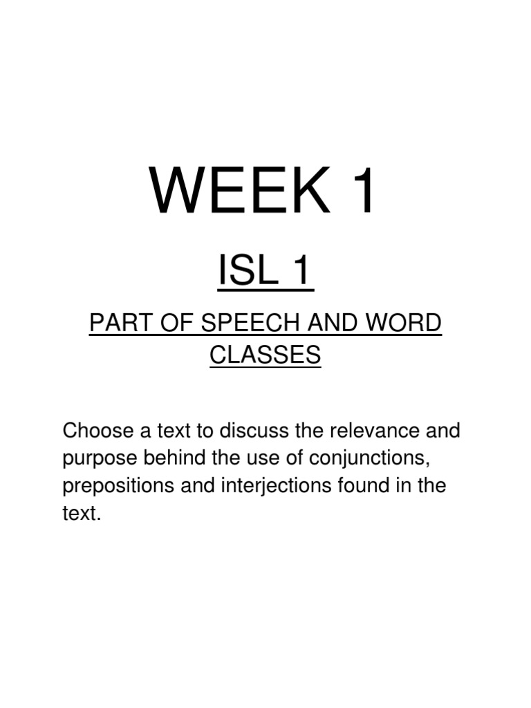 Week 1: Part of Speech and Word Classes | PDF