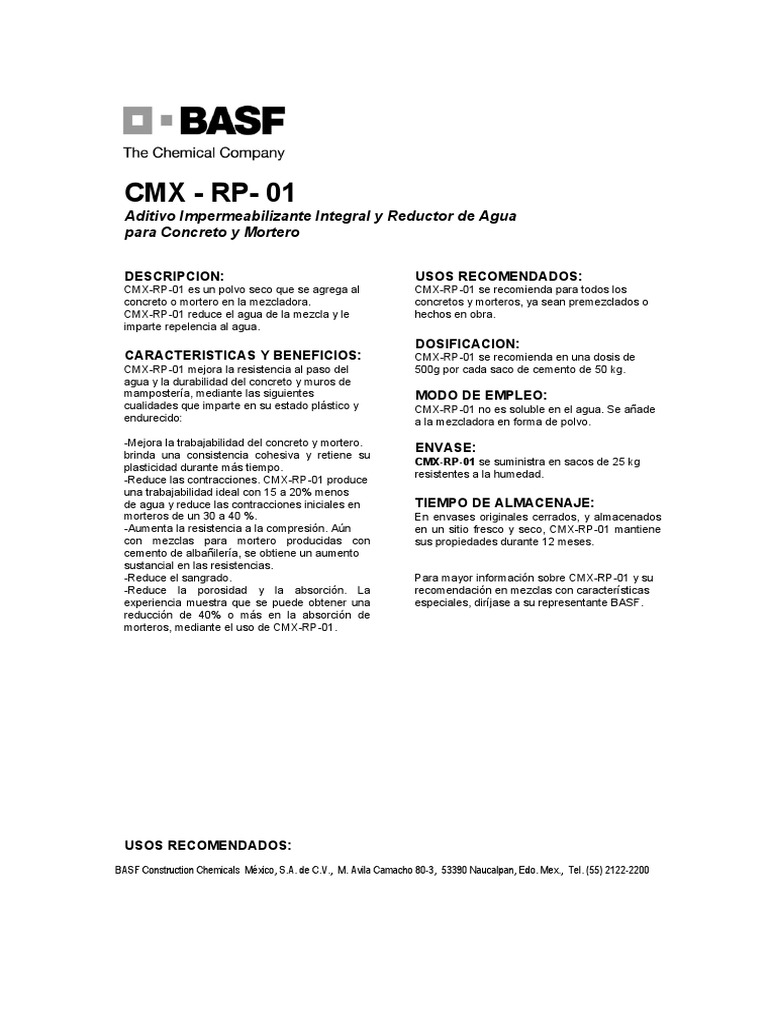 CMX-RP-01 Imper Integral Cemex | PDF