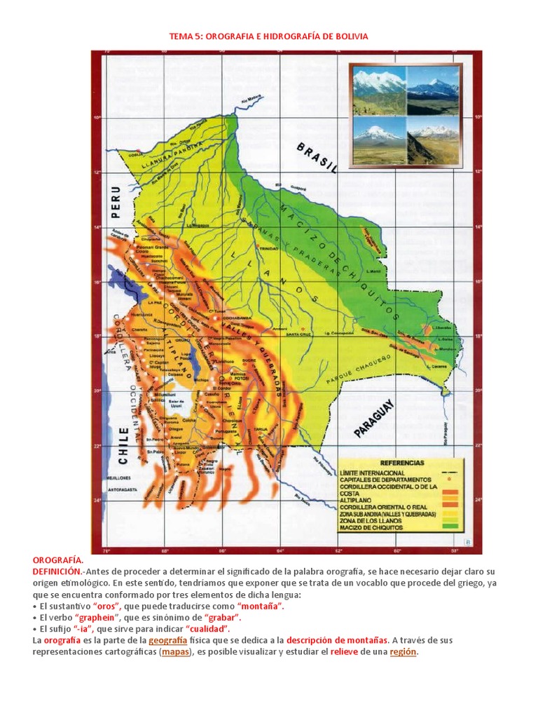 Tema 5: Orografia E Hidrografía de Bolivia: Geografía Mapas Región ...