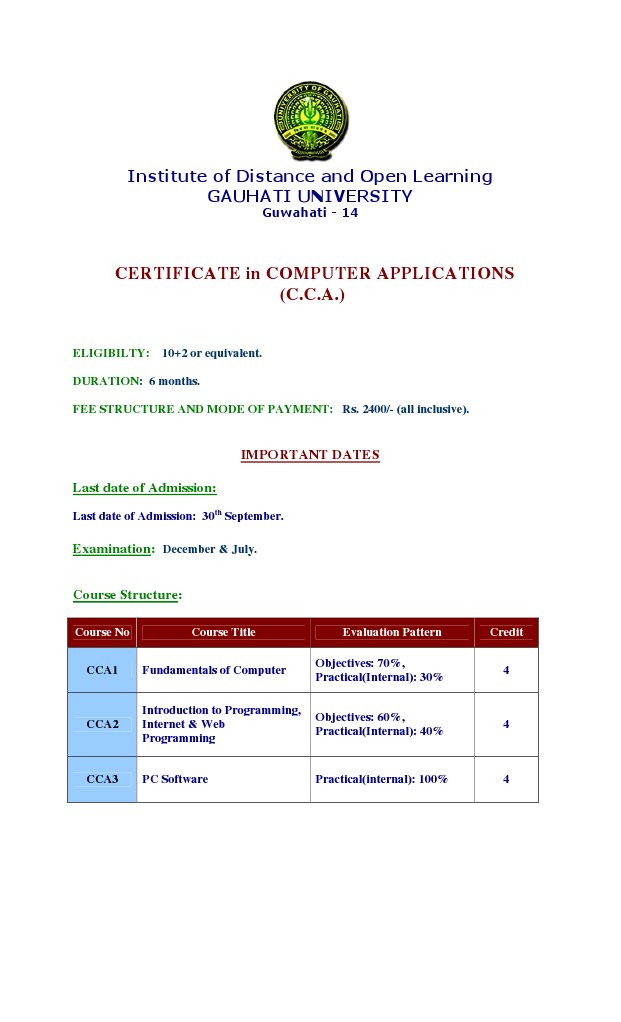 Certificate in Computer Applications | PDF | Computers | Technology ...