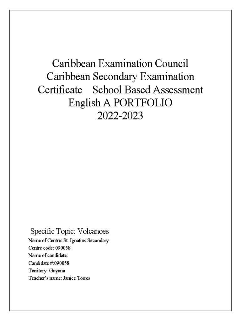 Jislene Hernandez English'A' SBA 2022-2023 | PDF | Volcano | Cognition