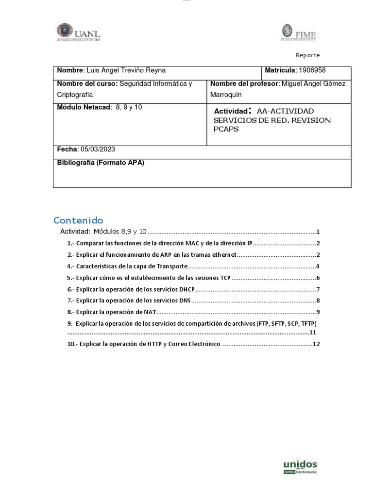 Modulo 8,9,10 | PDF | Protocolo de Control de Transmisión | Cubierta segura