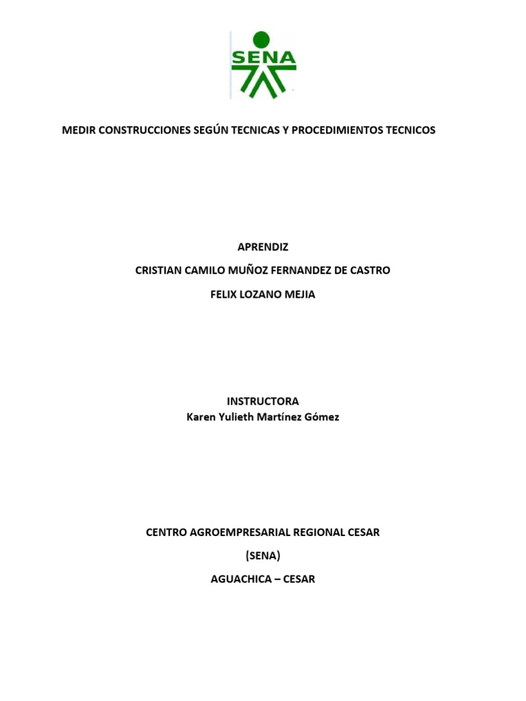 Medir Construcciones Según Tecnicas Y Procedimientos Tecnicos | PDF | Topografía | Agrimensura