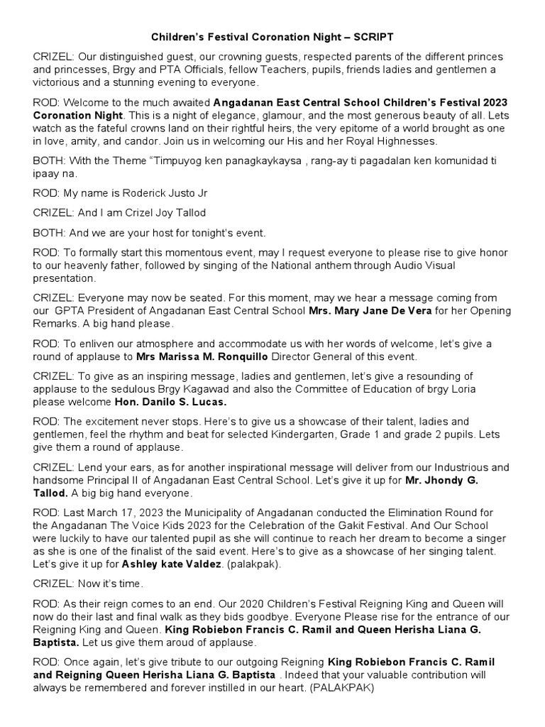 Coronation Night Script | PDF | Government Institutions | Royalties