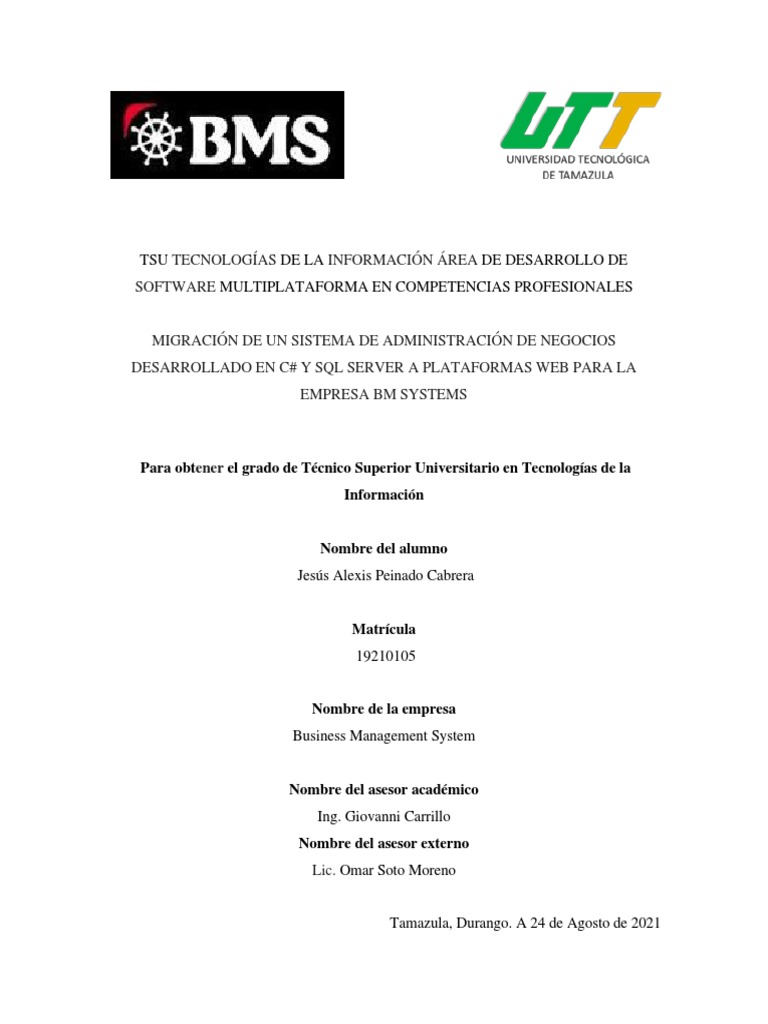 MIGRACIÓN DE UN SISTEMA DE ADMINISTRACIÓN DE NEGOCIOS DESARROLLADO EN ...