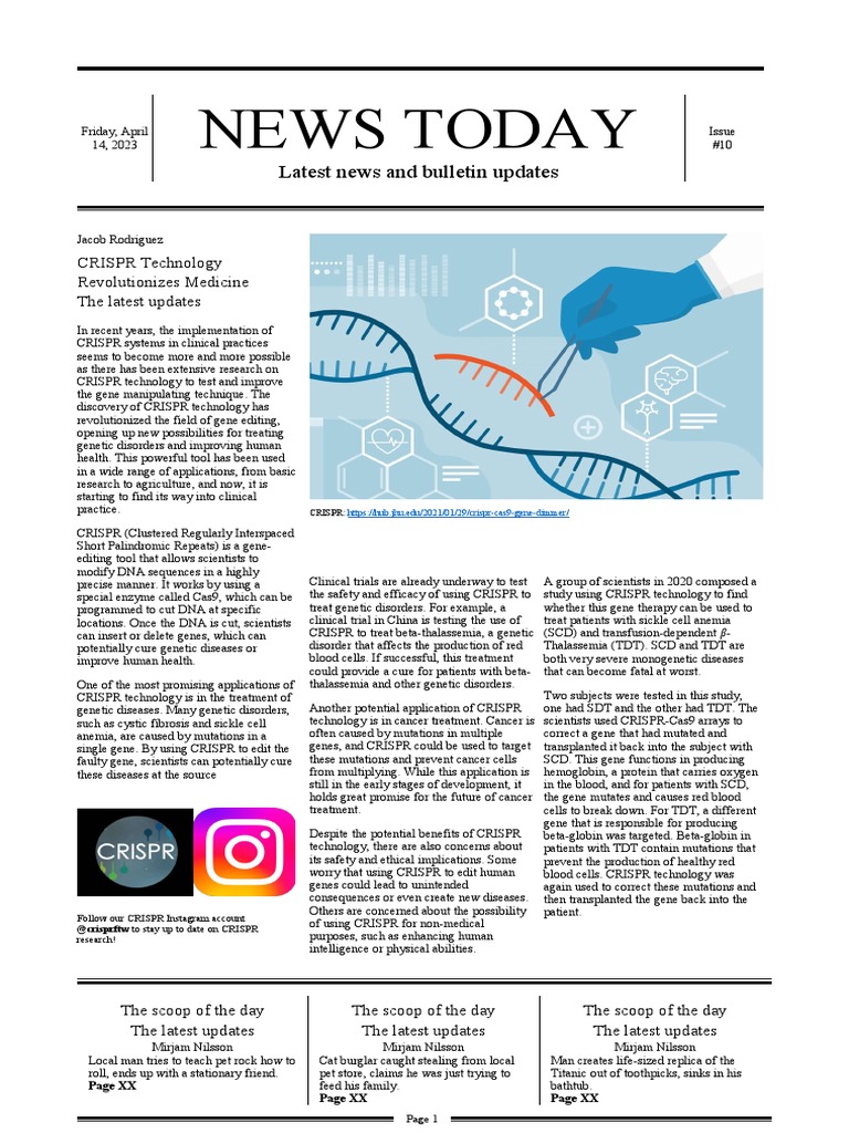 Crispr Newspaper Article | PDF | Crispr | Genetic Disorder