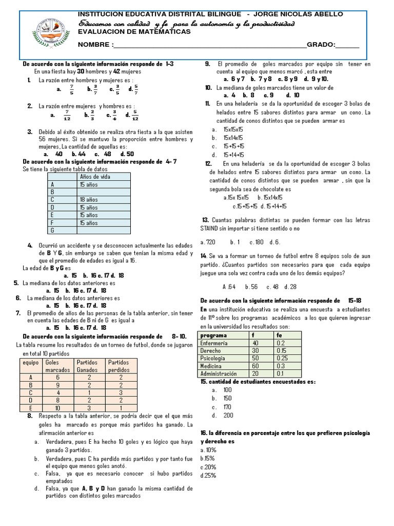 Examen de Estadistica | PDF