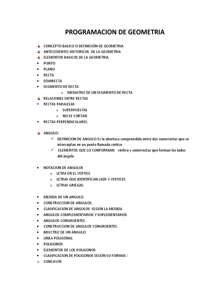 Concepto Basico o Definición de Geometria | PDF | Triángulo | Ángulo