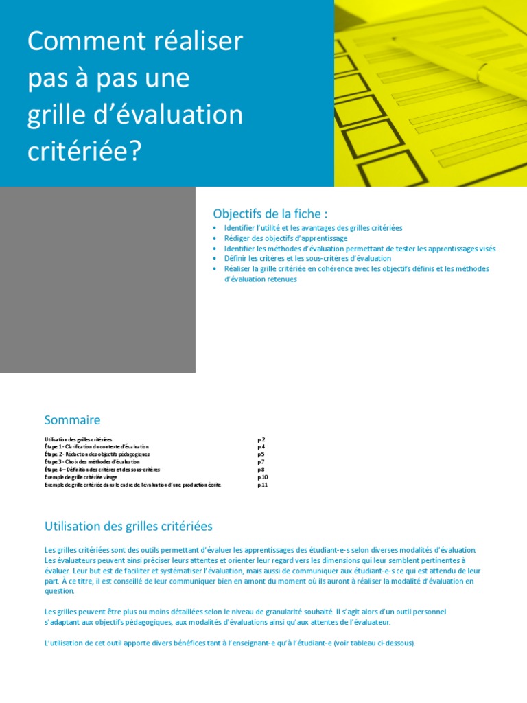 Créez des grilles d'évaluation efficaces | PDF | Pédagogie | Enseignement