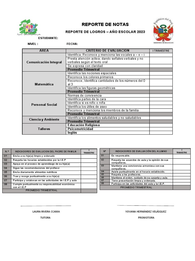 Informe de Logros Académicos 2023 | PDF | Salón de clases | Evaluación