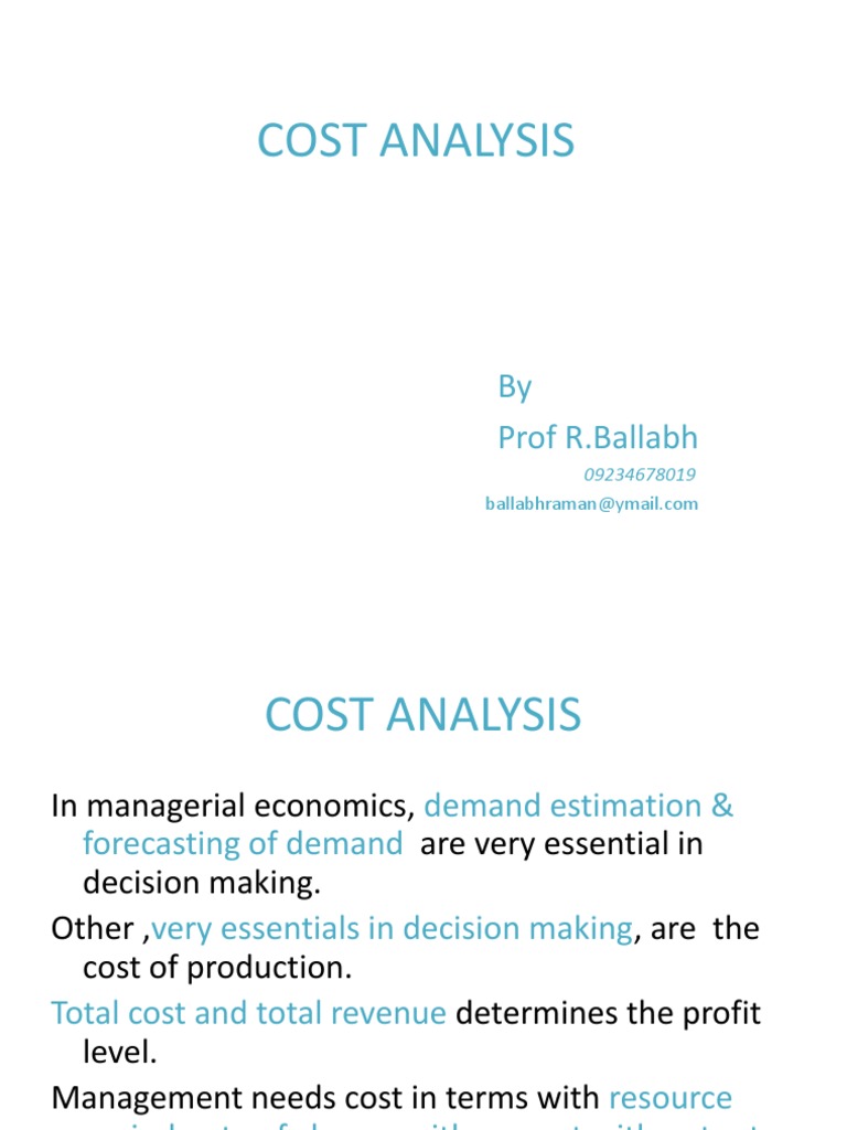 Cost Analysis: by Prof R.Ballabh | PDF | Production Function | Cost