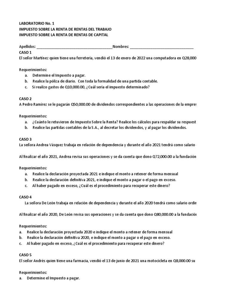Ejercicios de ISR | PDF | Impuesto sobre la renta | Impuestos