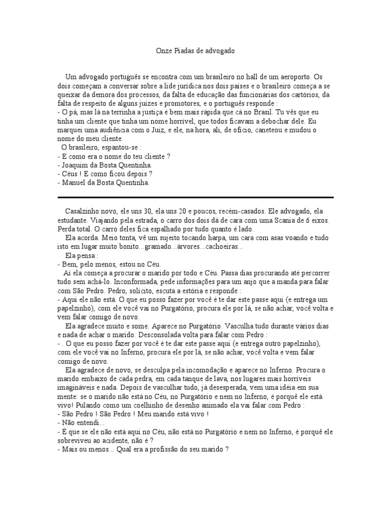 Onze Piadas de Advogado | PDF | Purgatório | Advogado