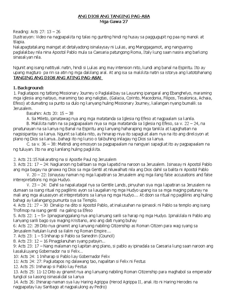 Ang Dios Ang Tanging Pagasa | PDF