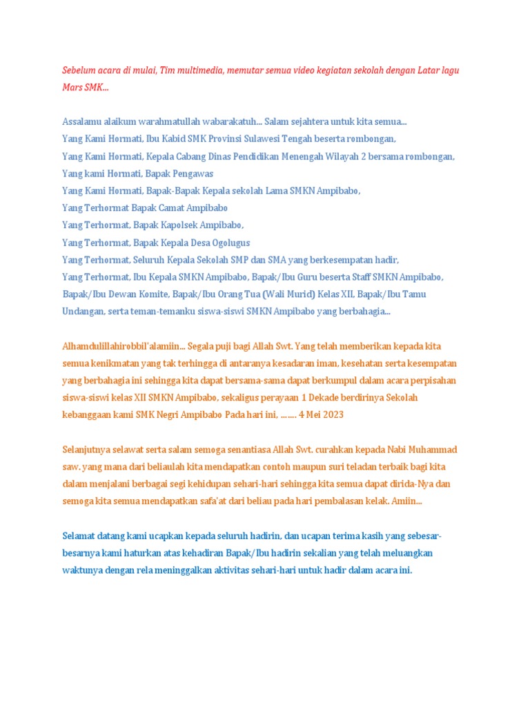 Sebelum Acara Di Mulai, Tim Multimedia, Memutar Semua Video Kegiatan Sekolah Dengan Latar Lagu ...