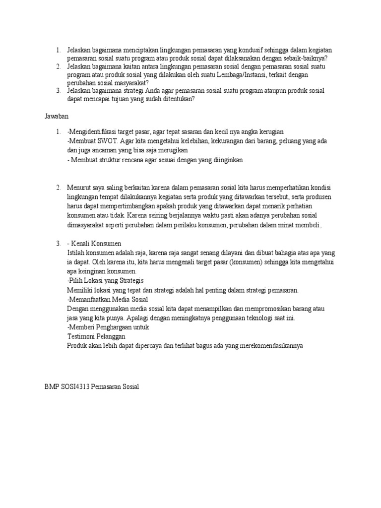 Diskusi 3 Pemasaran Sosial | PDF
