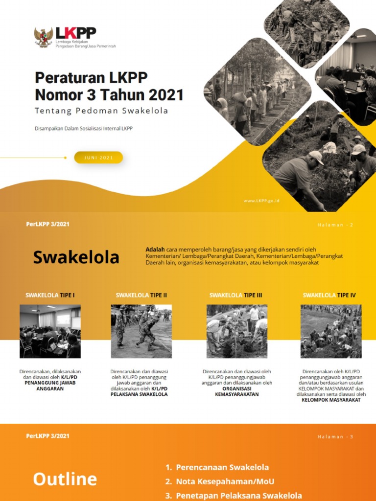 Peraturan LKPP No. 3 Tahun 2021 (Swakelola) | PDF