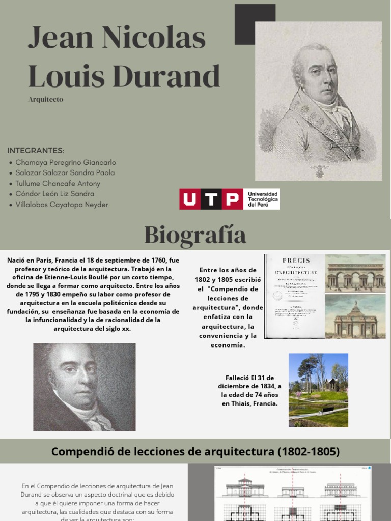 Jean Nicolas Louis Durand: Arquitectura y Economía | PDF