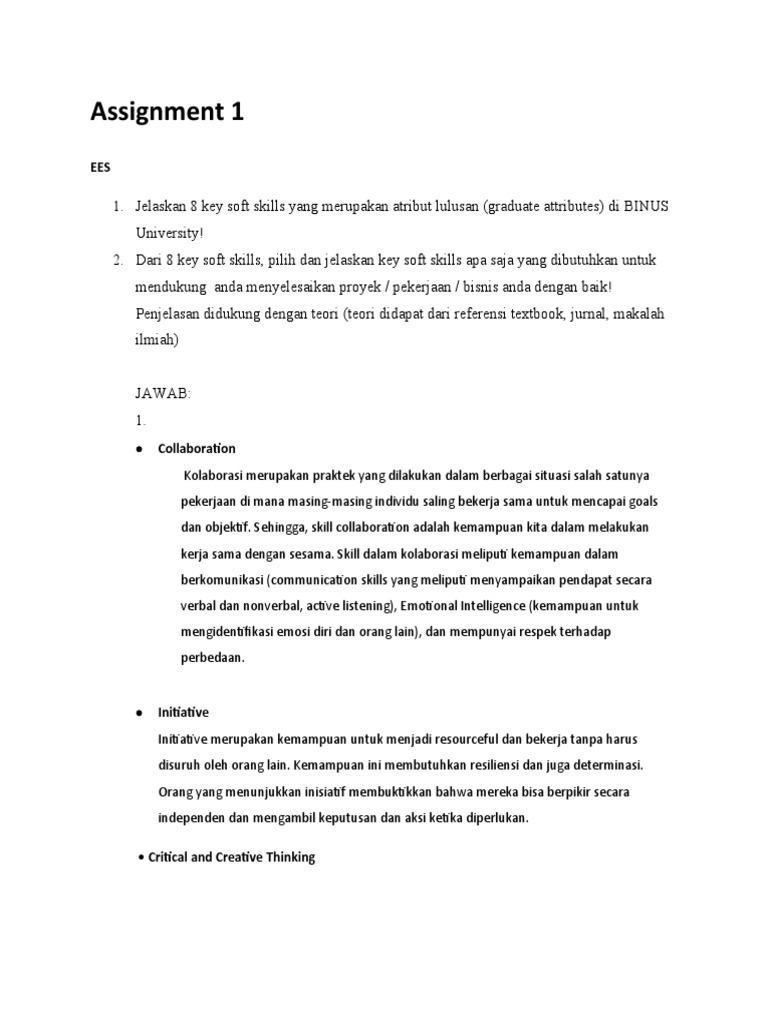 8 Soft Skills Lulusan BINUS University | PDF | Karier & Perkembangan | Seni