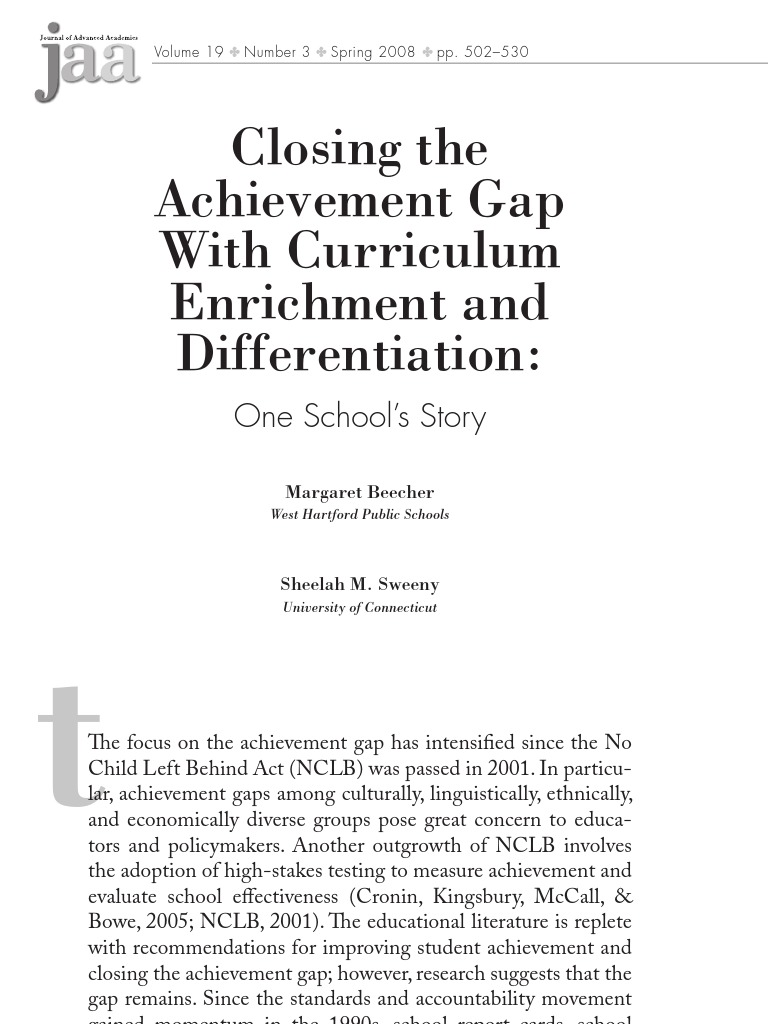 Closing The Achievement Gap With Curriculum Enrichment and ...