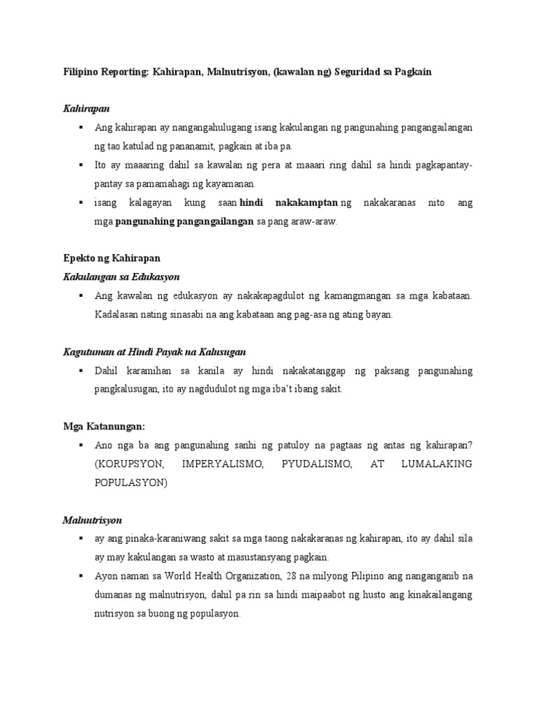 Filipino Reporting | PDF