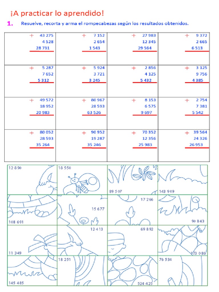 P4 Fichas de Sumas y Restas | PDF