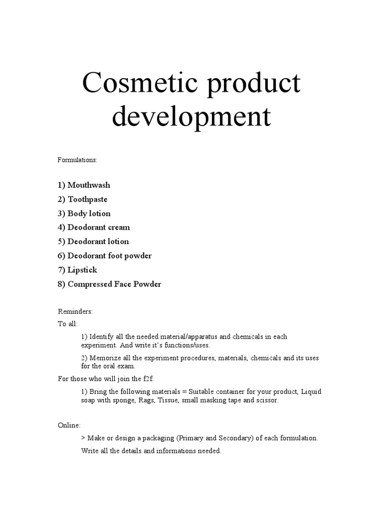 Cosmetic Product Development | PDF | Shampoo | Chemical Substances