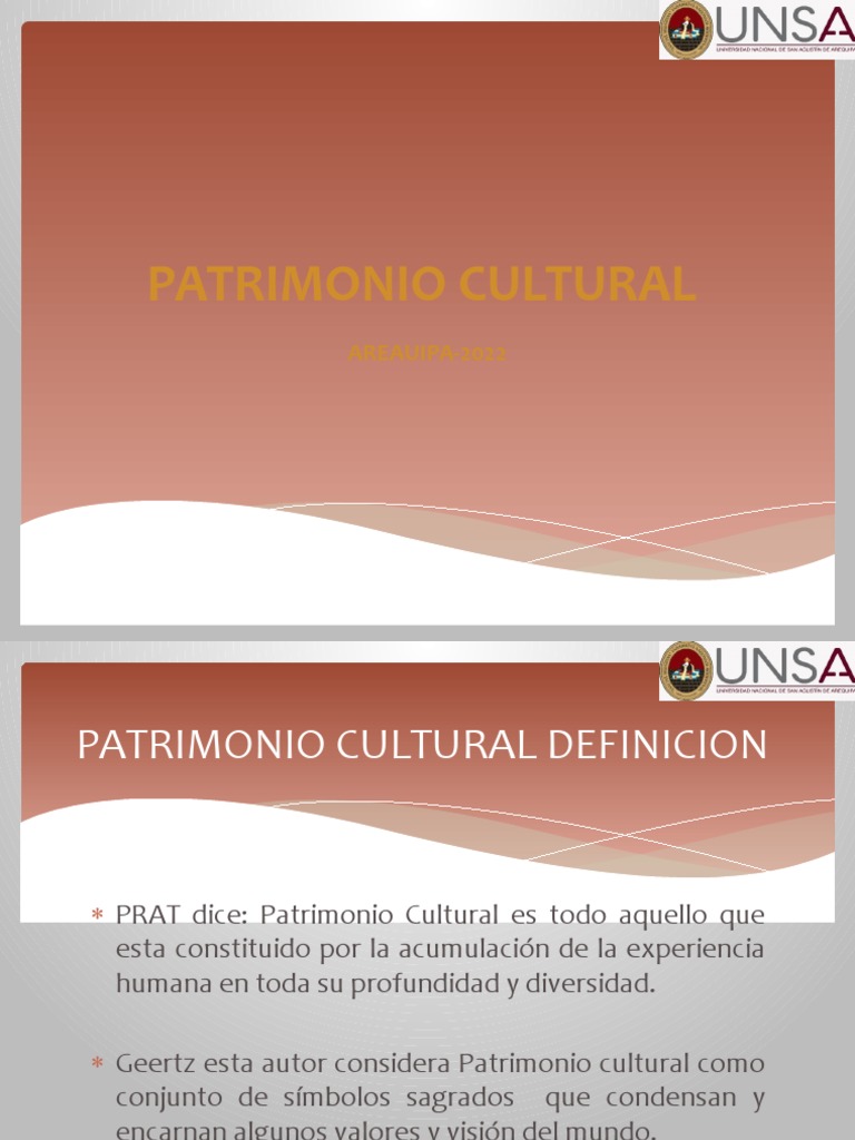 Patrimonio Cultural Diapositiva | PDF | Patrimonio cultural | Patrimonio de la Humanidad