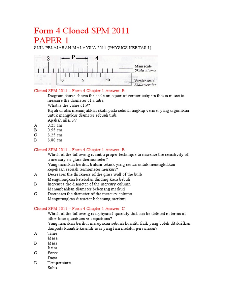 Phyisics Cloned SPM 2011 Chapt 1 N 6 | PDF