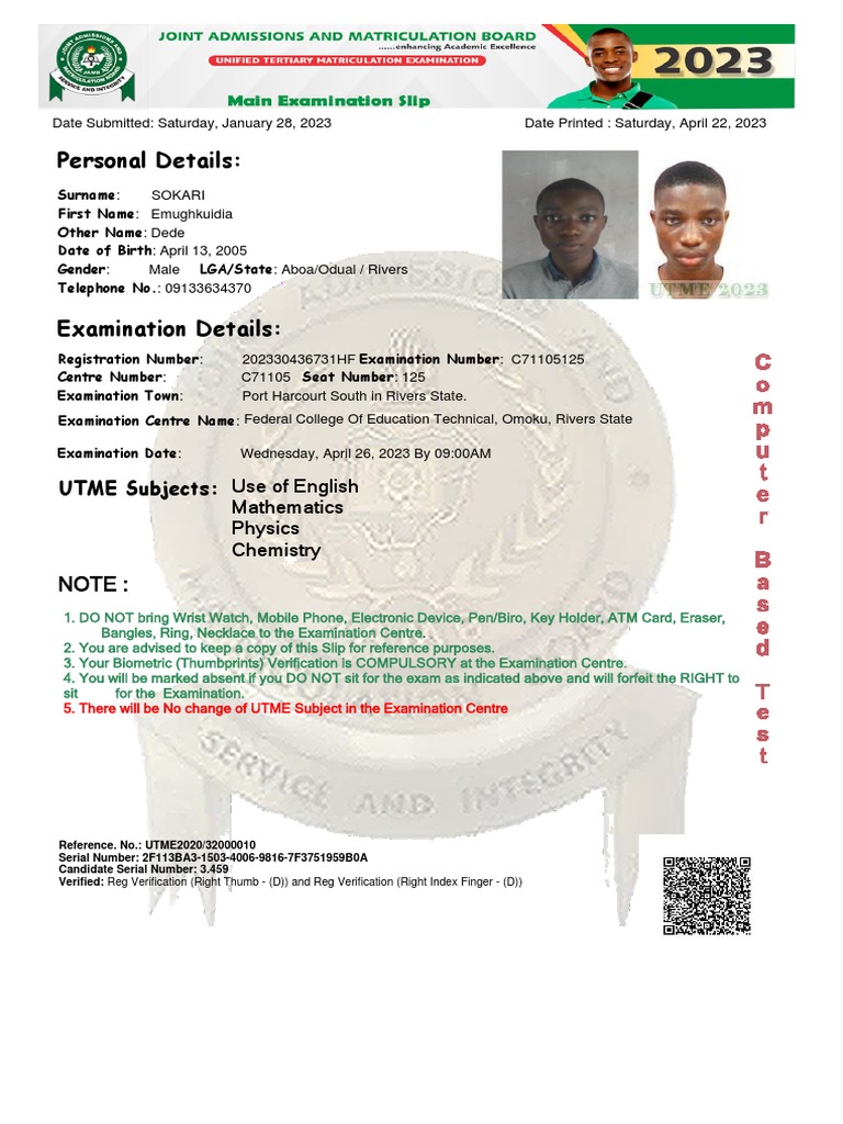 Personal Details:: Note | PDF