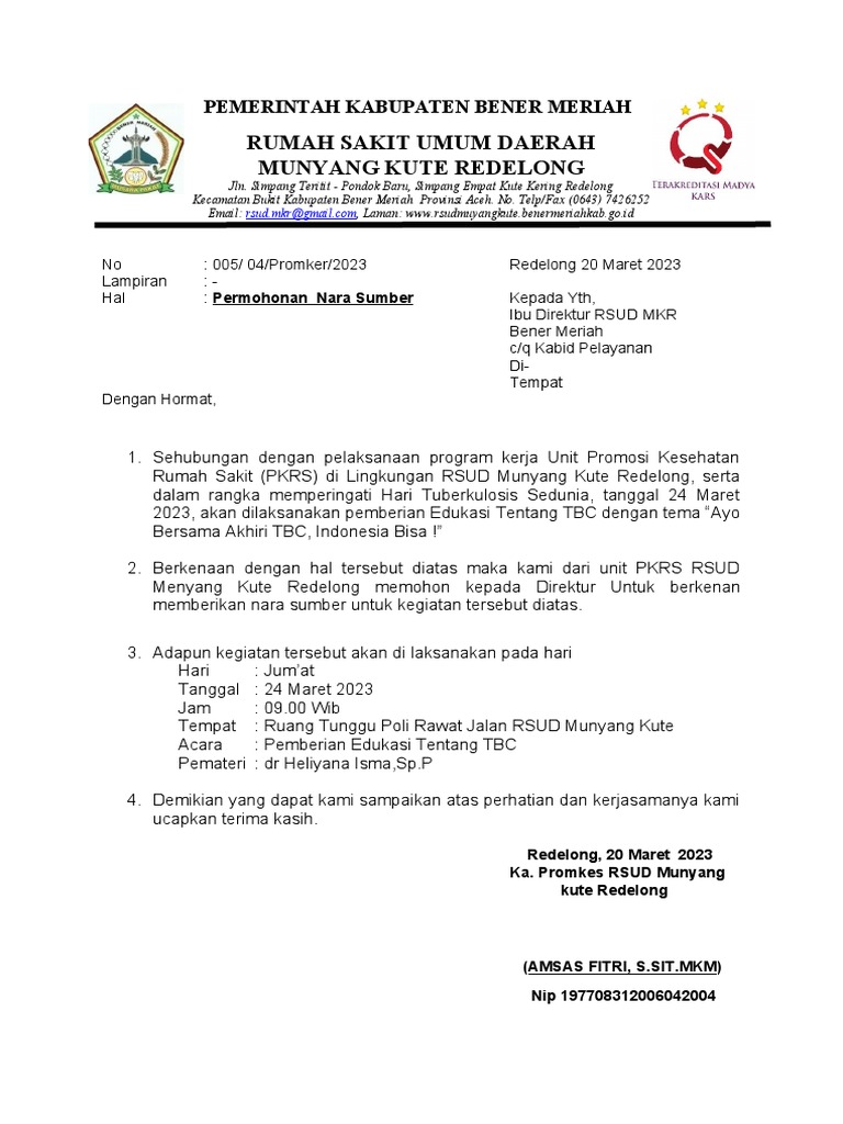 Contoh Surat Permohonan Kegiatan | PDF