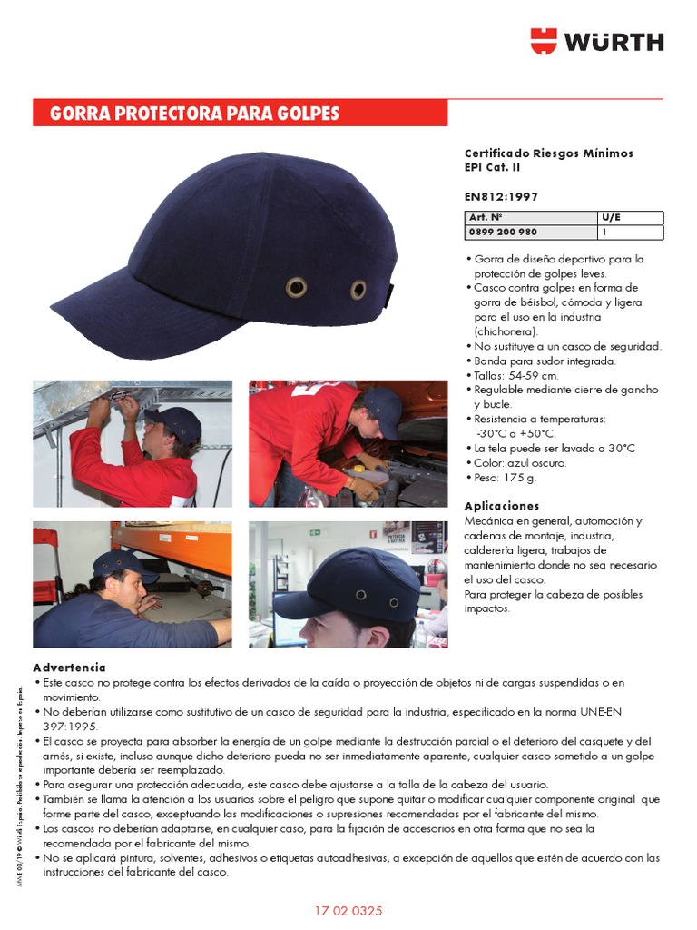 Gorra Protectora para Golpes | Descargar gratis PDF | Casco