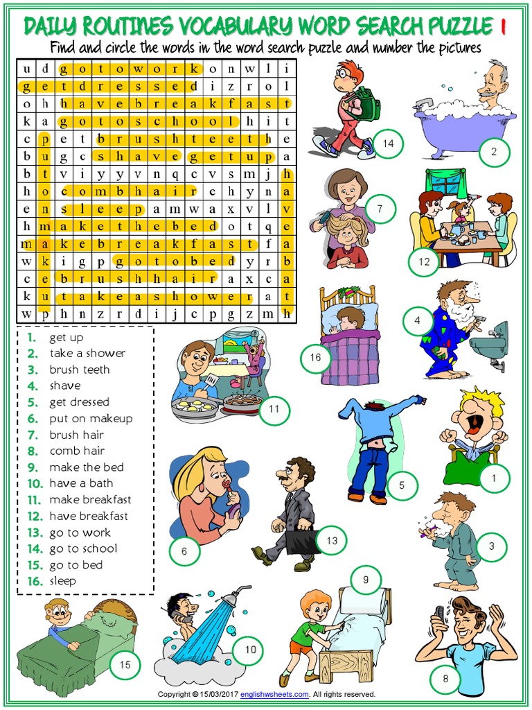 Daily Routine Resuelto | Download Free PDF | Word Search