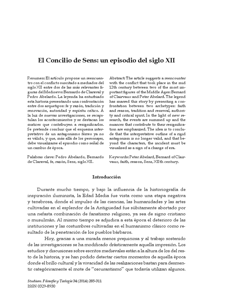 CONCILIO DE SENS - Un Episodio Del Siglo XI | PDF