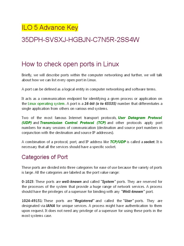 How To Check Open Ports in Linux | PDF | Port (Computer Networking ...