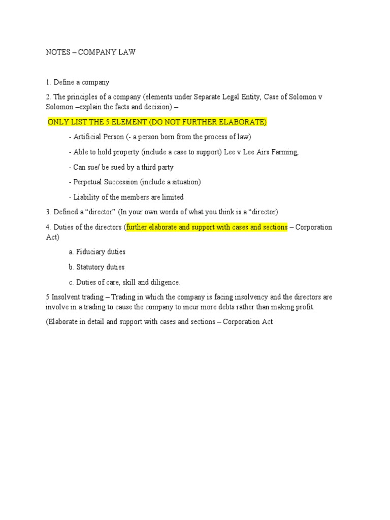 NOTES - Company | PDF